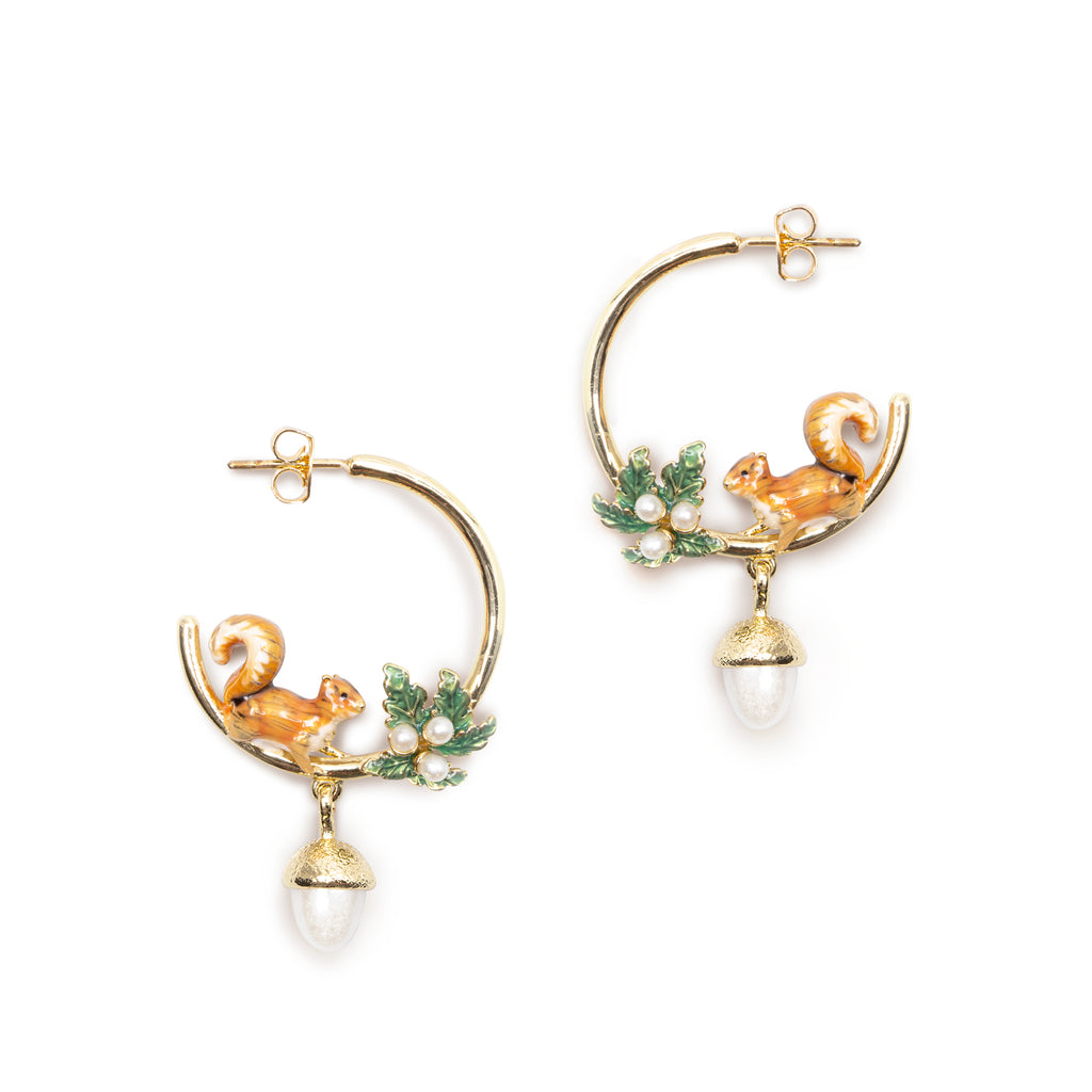 Squirrel & Acorn Hoop Earrings – Bill Skinner Studio