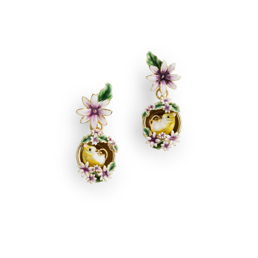 Blackberry Mouse in Plant Pot Drop Earrings | Bill Skinner Studio
